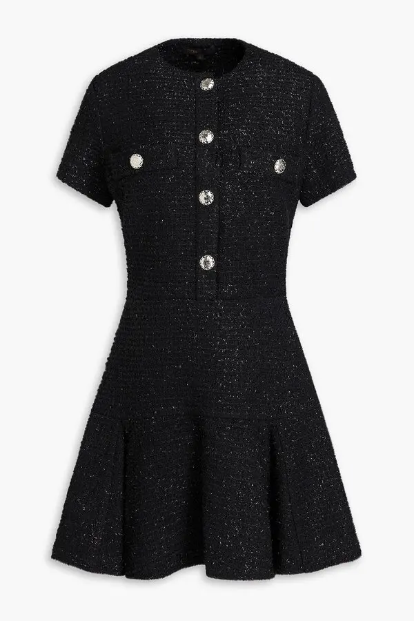 Maje Metallic Bouclé-tweed Mini Dress