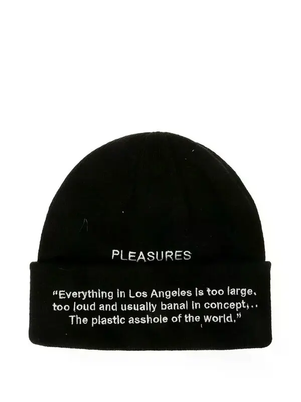 PLEASURES Logo-detail Beanie - Black