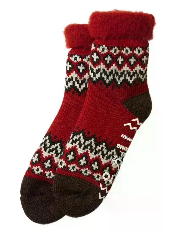 ROTOTO Fair Isle Slipper Socks - Red