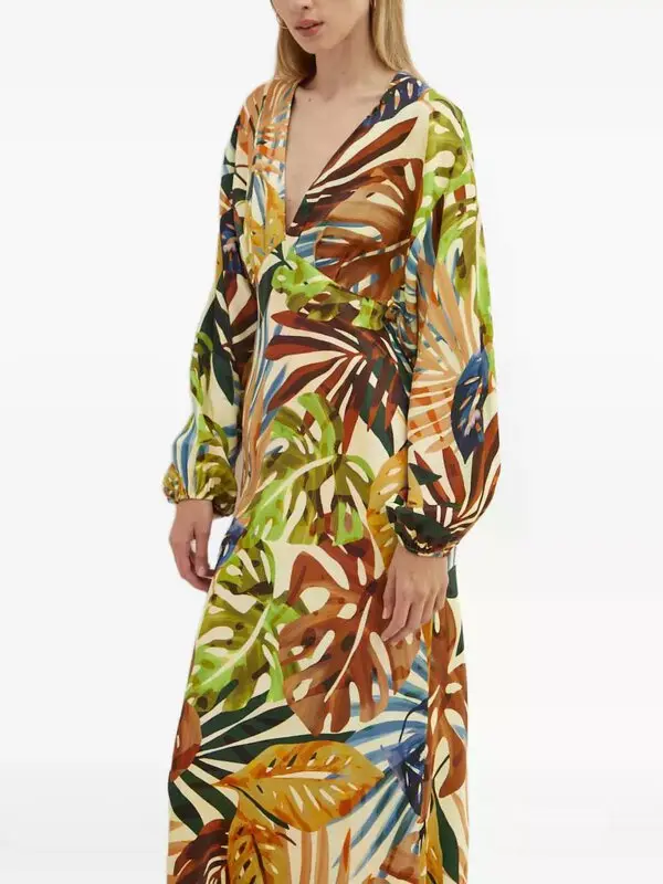 NEVER FULLY DRESSED Leaf Print Maxi Dress
