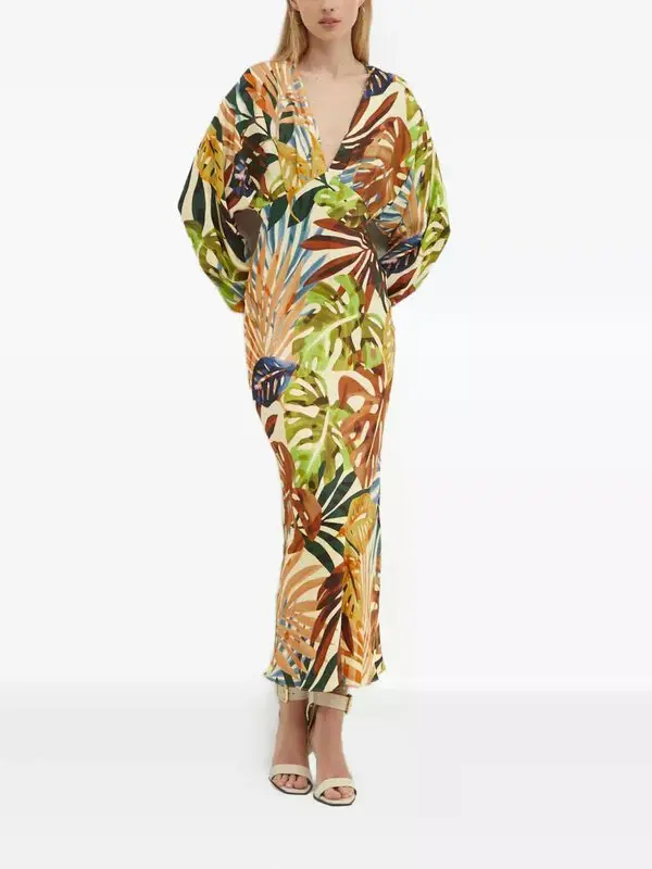 NEVER FULLY DRESSED Leaf Print Maxi Dress