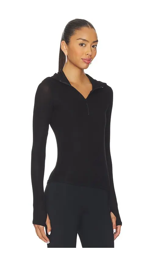 Michael Lauren Jove Long Sleeve Half Zip Top - Black