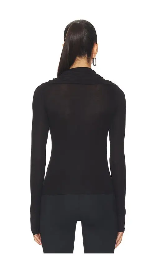 Michael Lauren Jove Long Sleeve Half Zip Top - Black