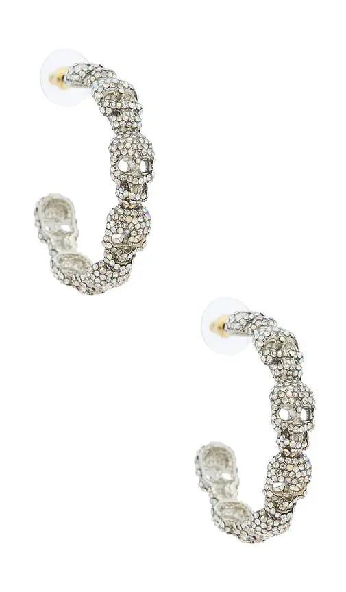 Baublebar Skull Hoop Earrings - Clear & Silver