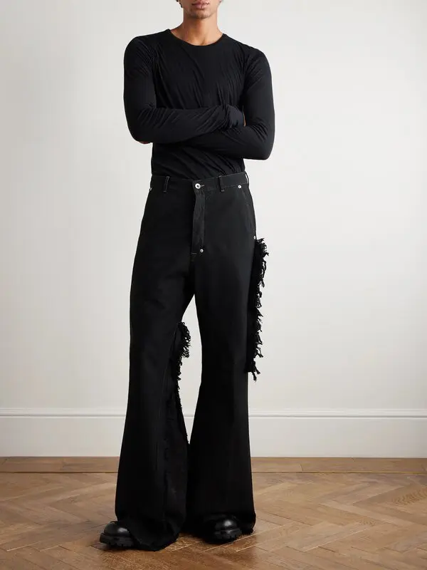 Rick Owens Wide-leg Distressed Jeans - Black