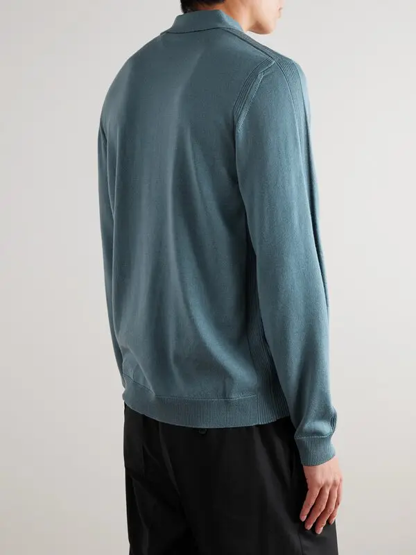 Mr P. Merino Wool Polo Shirt - Blue