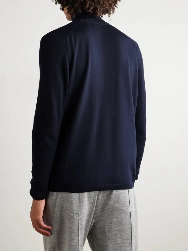 Sease Waffle-knit Virgin Wool Half-zip Sweater - Blue