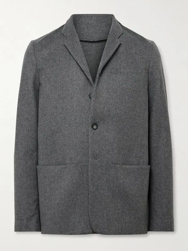 Sease Ellen 2.0 Unstructured Wish® Virgin Wool And Cashmere-blend Felt Blazer - Gray