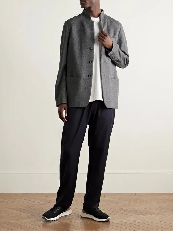 Sease Ellen 2.0 Unstructured Wish® Virgin Wool And Cashmere-blend Felt Blazer - Gray