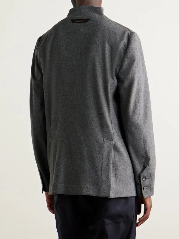 Sease Ellen 2.0 Unstructured Wish® Virgin Wool And Cashmere-blend Felt Blazer - Gray