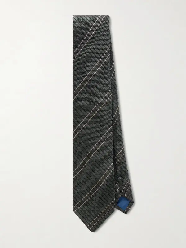 Mr P. 8cm Checked Silk-twill Neck Tie - Green