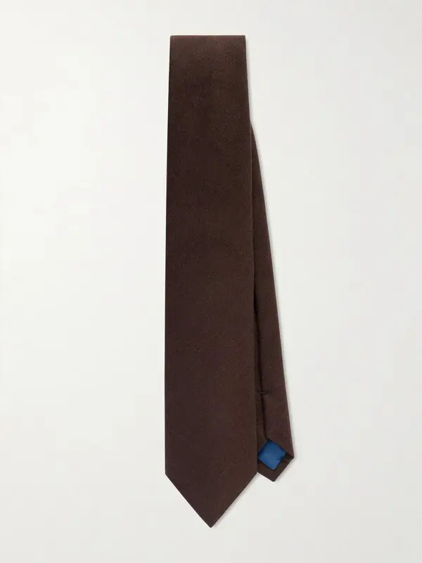 Mr P. Wool And Silk-blend Twill Tie - Brown