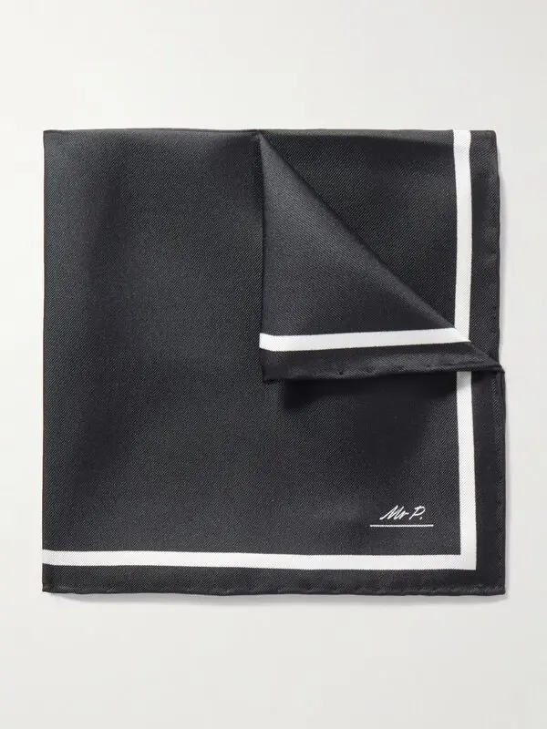 Mr P. Silk-satin Pocket Square - Black