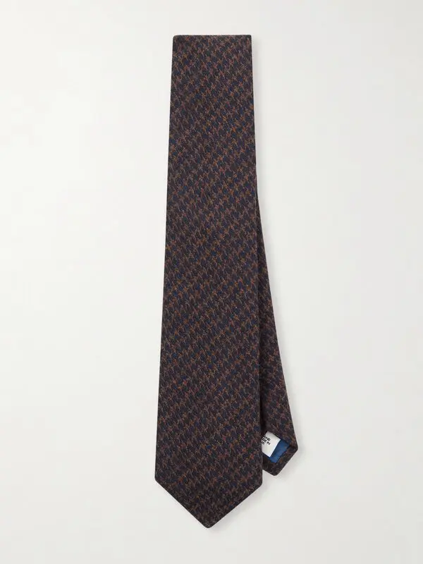 Mr P. 8cm Houndstooth Wool And Silk-blend Tie - Brown