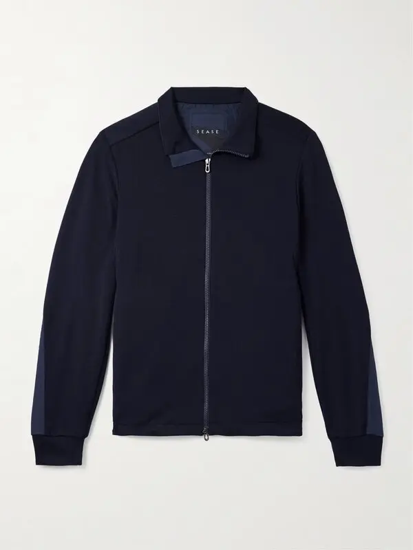 Sease Explorer Ripstop-trimmed Virgin Wool-blend Sweatshirt - Blue