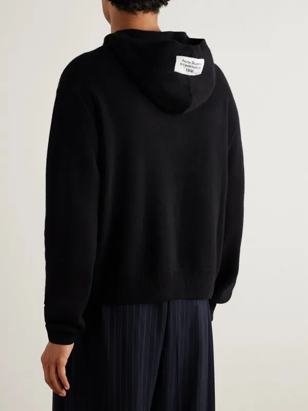 Acne Studios Logo-appliquéd Cashmere-blend Hoodie - Black