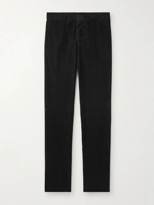 Massimo Alba Straight-leg Cotton-corduroy Trousers - Black
