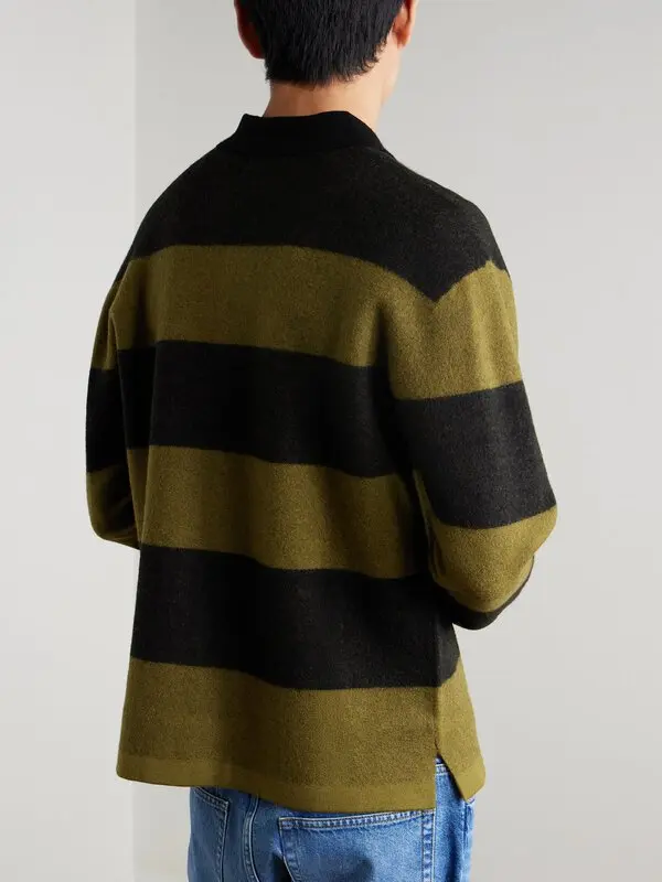 Nn07 Rugby 60017 Striped Wool Polo Shirt - Brown
