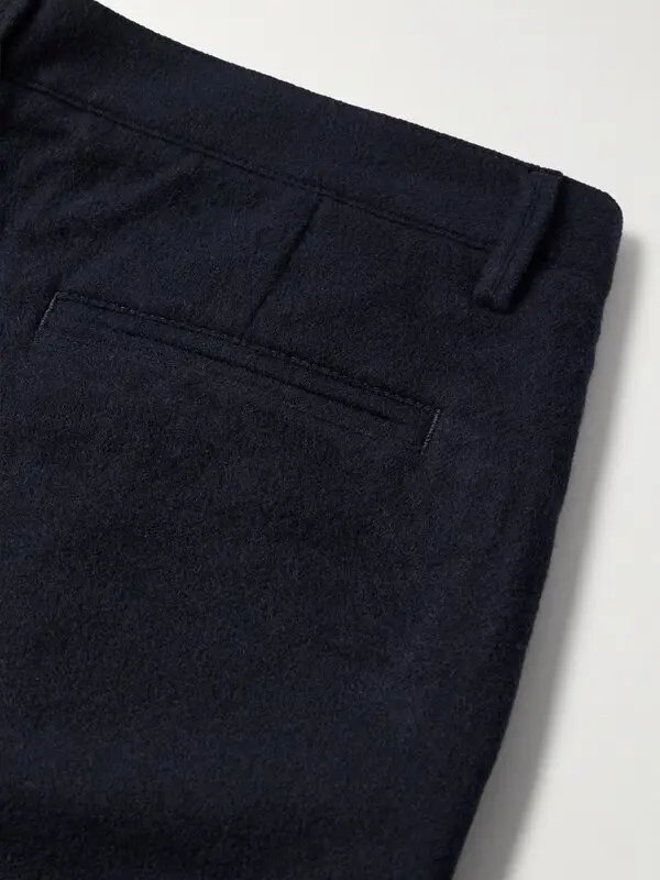 Massimo Alba Tapered Pleated Virgin Wool And Cotton-blend Trousers - Blue