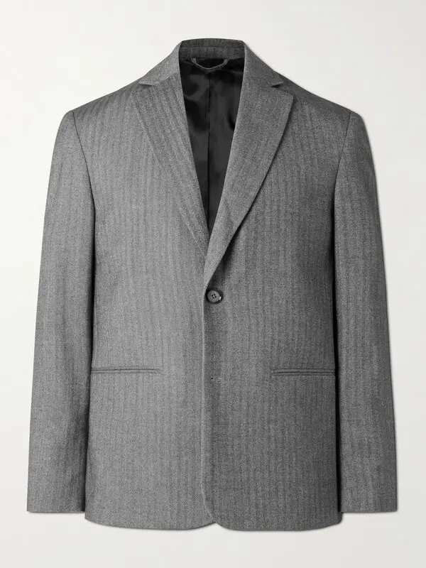 Nn07 Timo 10001 Herringbone Wool And Cotton-blend Suit Jacket - Gray