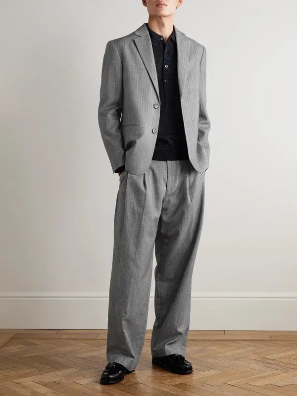 Nn07 Timo 10001 Herringbone Wool And Cotton-blend Suit Jacket - Gray