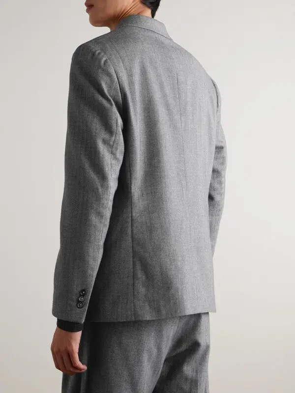 Nn07 Timo 10001 Herringbone Wool And Cotton-blend Suit Jacket - Gray