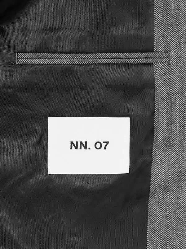 Nn07 Timo 10001 Herringbone Wool And Cotton-blend Suit Jacket - Gray