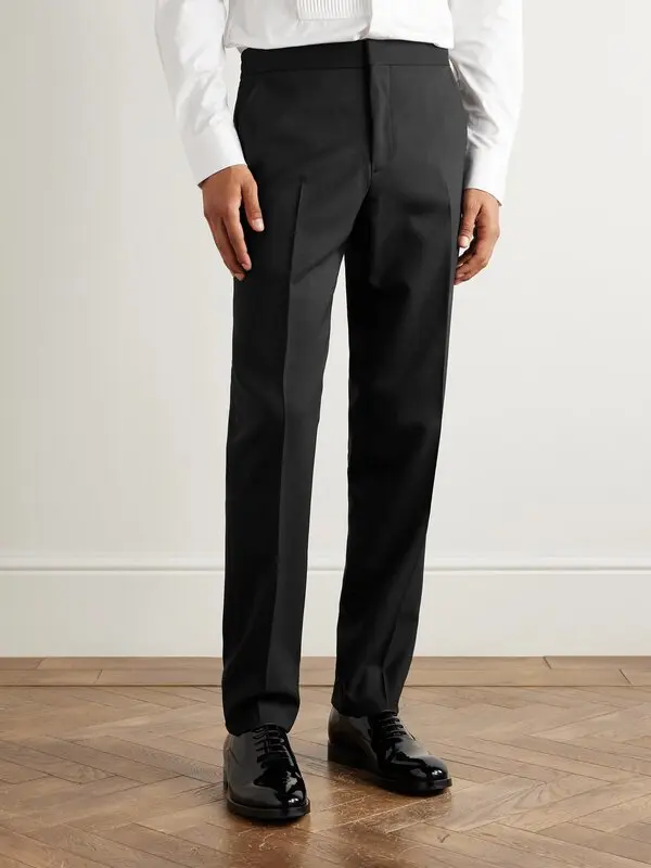 Mr P. Tapered Wool Tuxedo Trousers