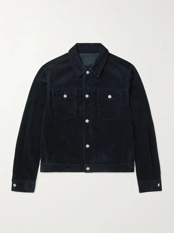 Mr P. Cotton-corduroy Trucker Jacket - Blue