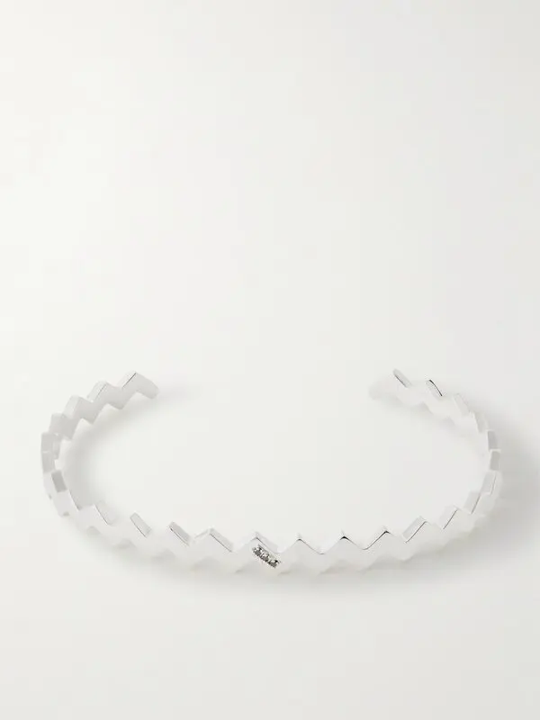 MIKIA Snake Diamond Cuff - Silver
