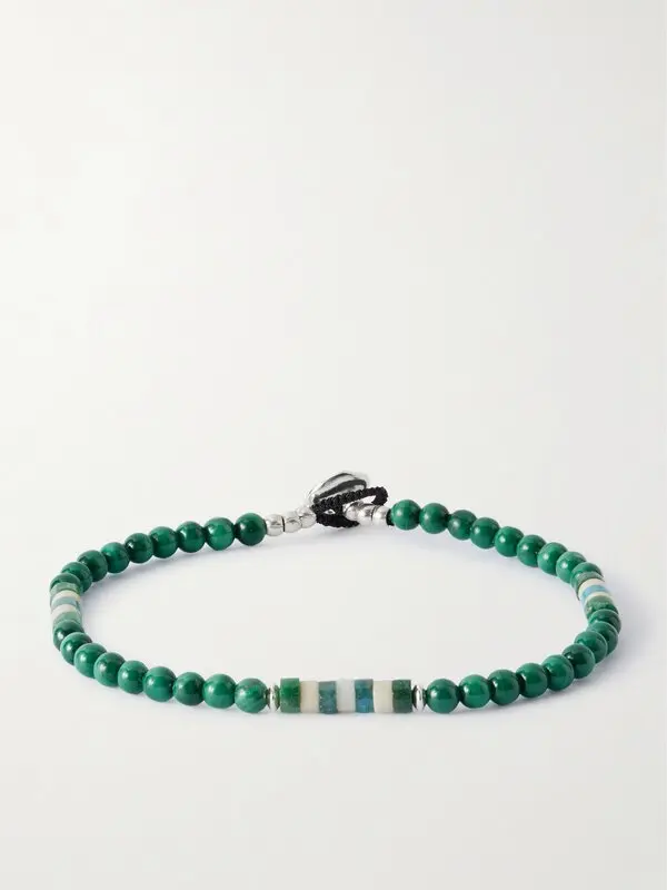 MIKIA Sterling Silver Malachite Bracelet - Green