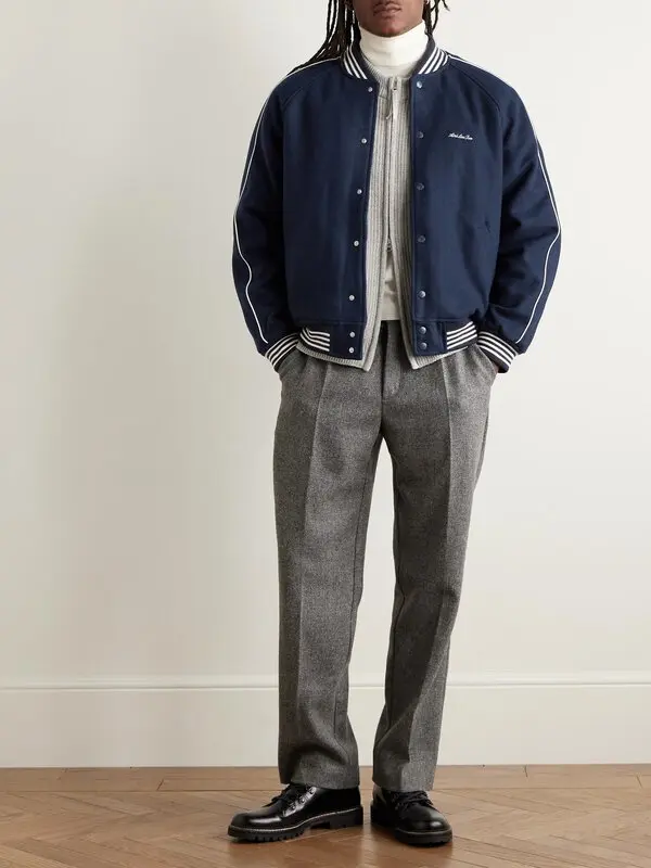 Aimé Leon Dore Wool Varsity Jacket - Blue | Editorialist