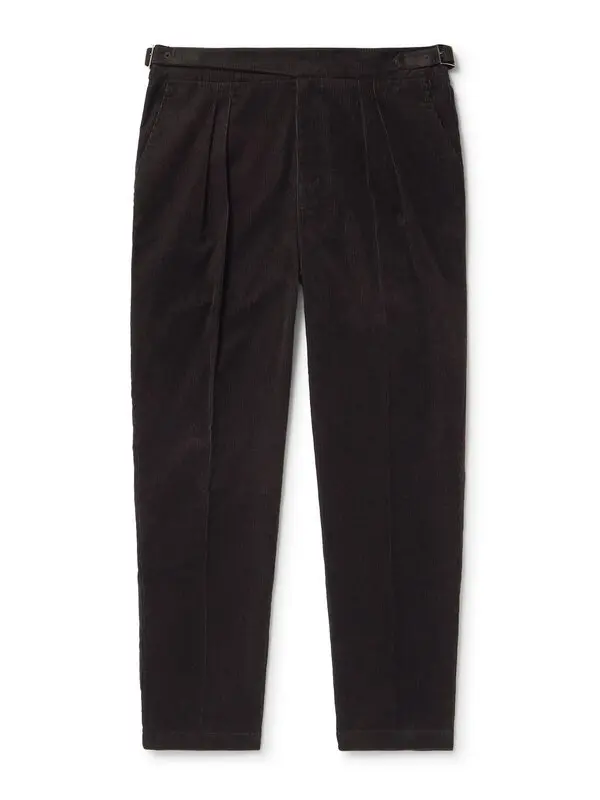 Mr P. Steve Tapered Cotton-corduroy Trousers - Brown