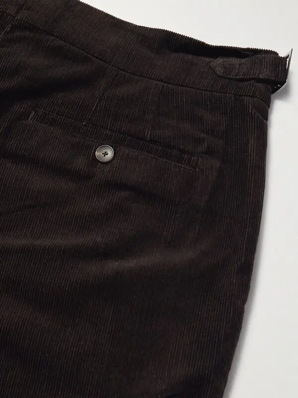 Mr P. Steve Tapered Cotton-corduroy Trousers - Brown