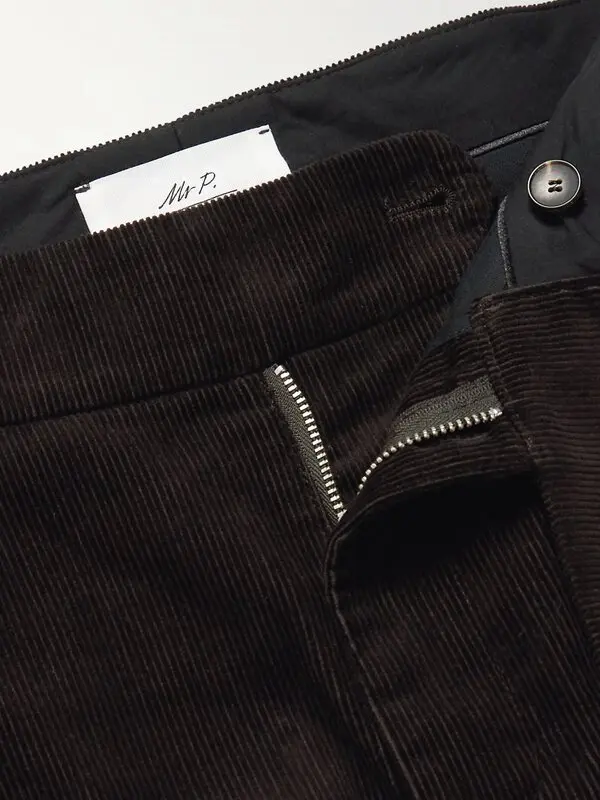 Mr P. Steve Tapered Cotton-corduroy Trousers - Brown