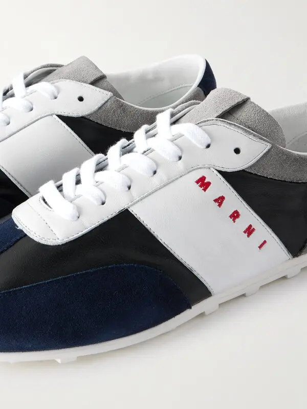 Marni Logo-embroidered Leather Sneakers