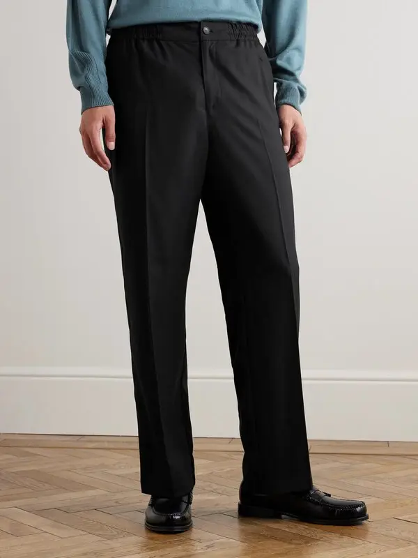 Mr P. Arthur Wide-leg Woven Trousers - Black