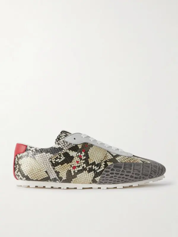 Marni Logo-embroidered Leather Sneakers - Gray