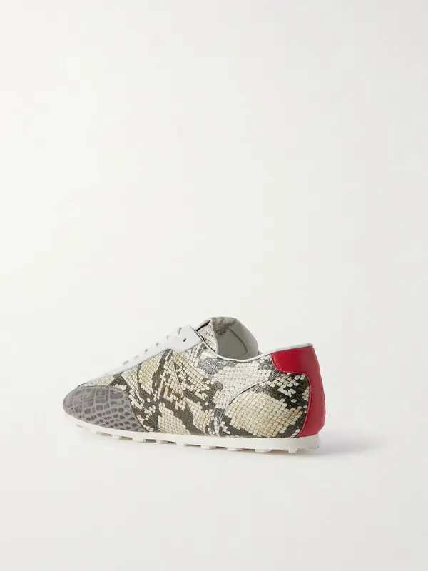 Marni Logo-embroidered Leather Sneakers - Gray