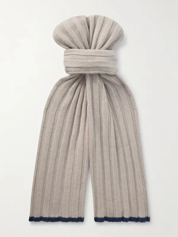 Brunello Cucinelli Ribbed Cashmere Scarf - Neutrals