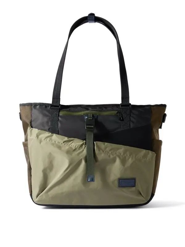 MASTER-PIECE CO Scramble Shell And Nylon Oxford Messenger Bag - Green