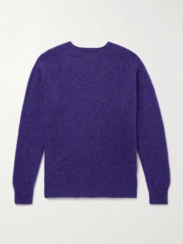 DRAKE'S Brushed-wool Crew-neck Sweater