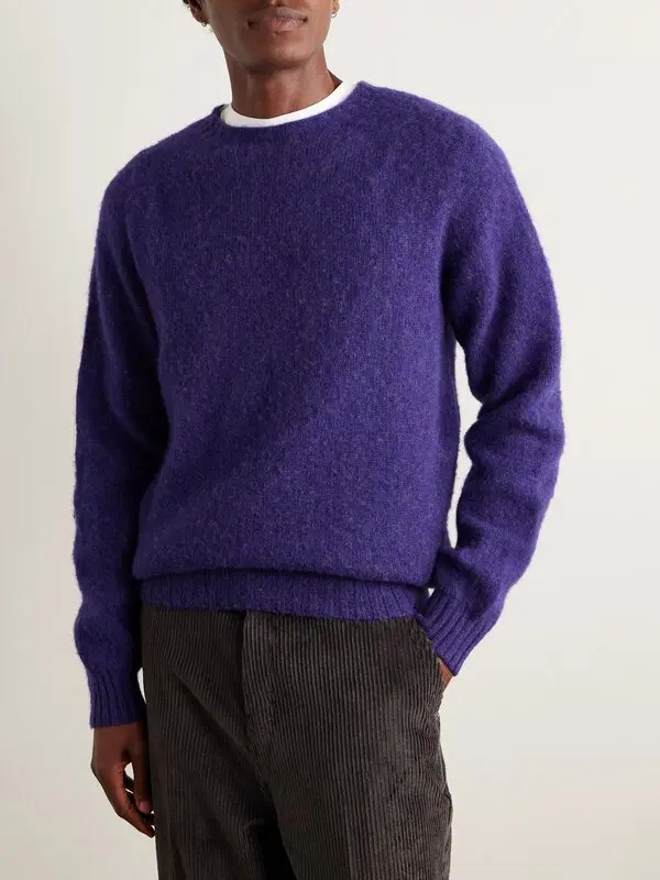 DRAKE'S Brushed-wool Crew-neck Sweater