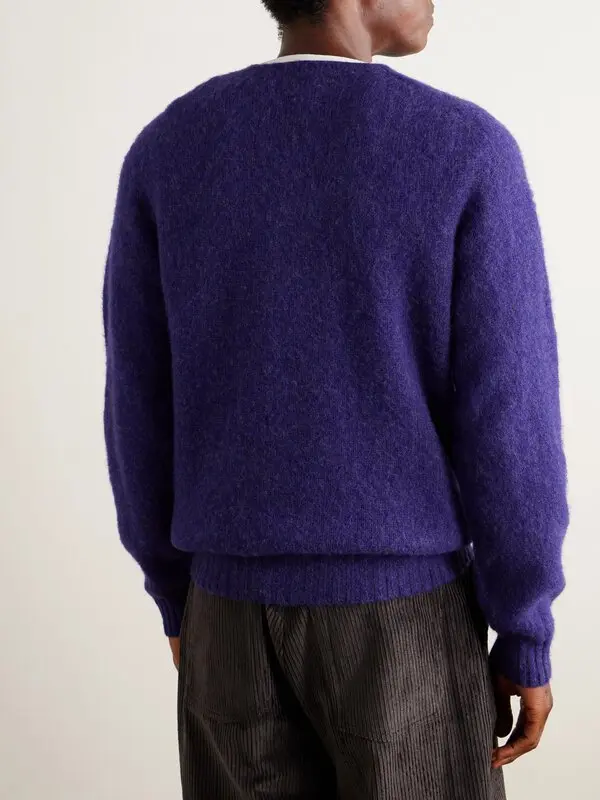 DRAKE'S Brushed-wool Crew-neck Sweater