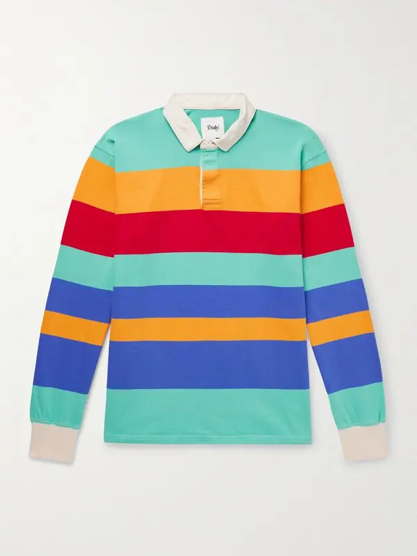 DRAKE'S Striped Cotton-jersey Polo Shirt - Multi