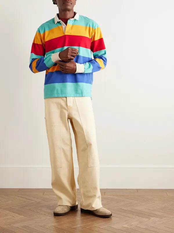 DRAKE'S Striped Cotton-jersey Polo Shirt - Multi