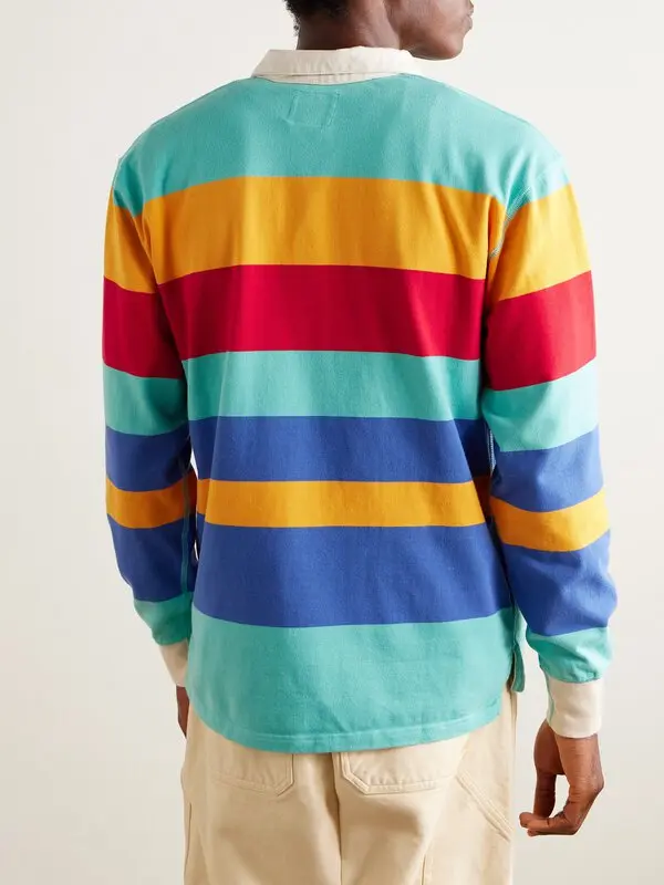 DRAKE'S Striped Cotton-jersey Polo Shirt - Multi
