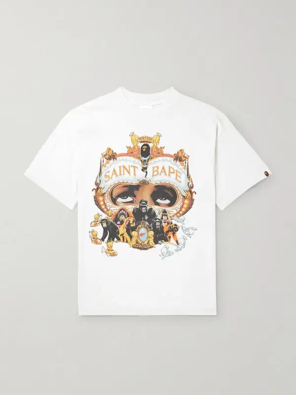 SAINT MXXXXXX Bape® Generation Printed Cotton-jersey T-shirt - White