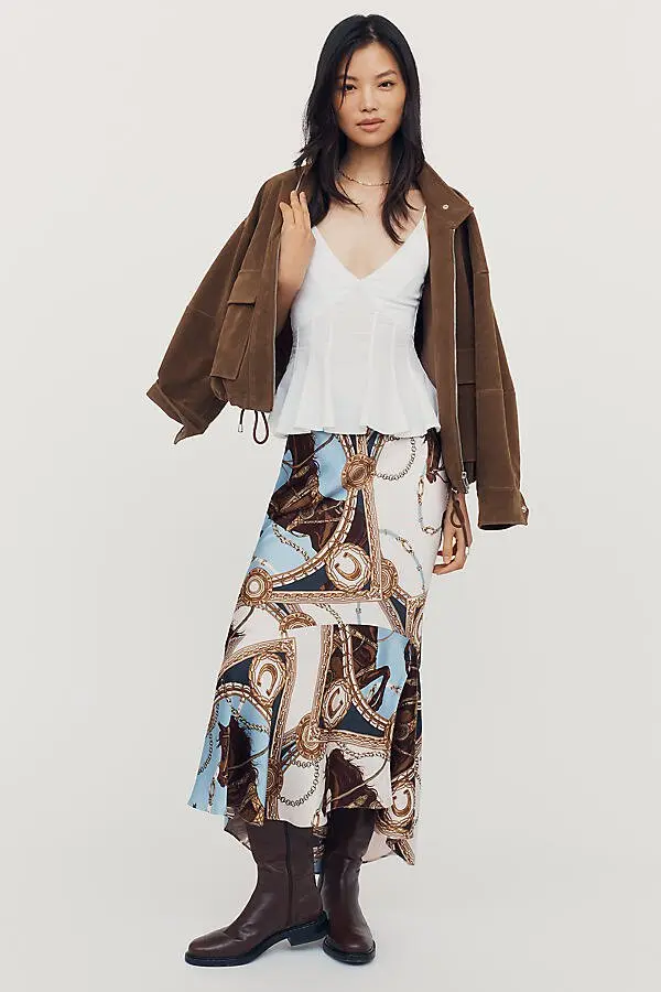 Maeve Bias-cut Satin Midi Skirt