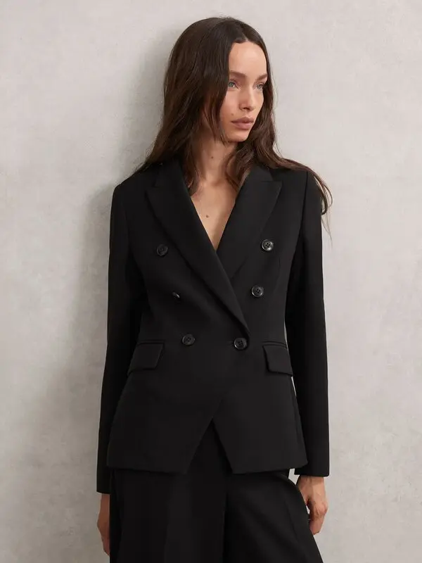 REISS Double-breasted Suit Blazer - Black